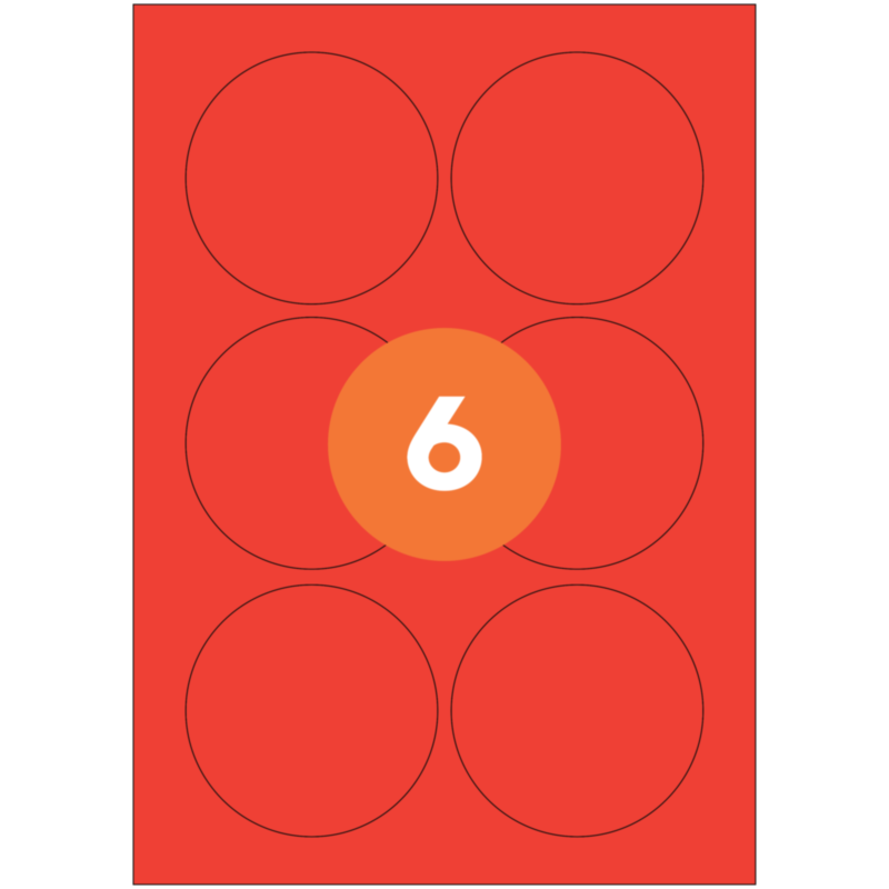 A4 Label Sheets 6 Labels Per Sheet 85mm Diameter Red Permanent | Labels ...