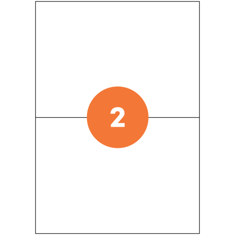 A4 Sheet Labels 2 Labels Per Sheet 210x149mm White Permanent