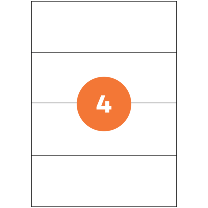 A4 Sheet Labels 4 Labels Per Sheet 210x74mm White Permanent