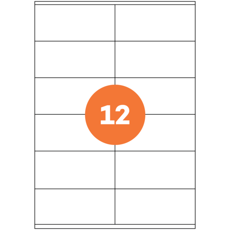 A4 Sheet Labels 12 Labels Per Sheet 105x48mm White Permanent