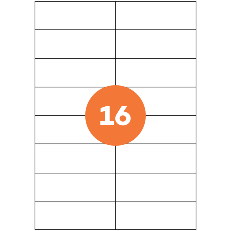 A4 Sheet Labels 16 Labels Per Sheet 105x37mm White Permanent