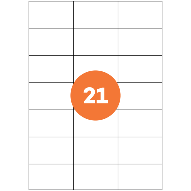 A4 Sheet Labels 21 Labels Per Sheet 70x42mm White Permanent