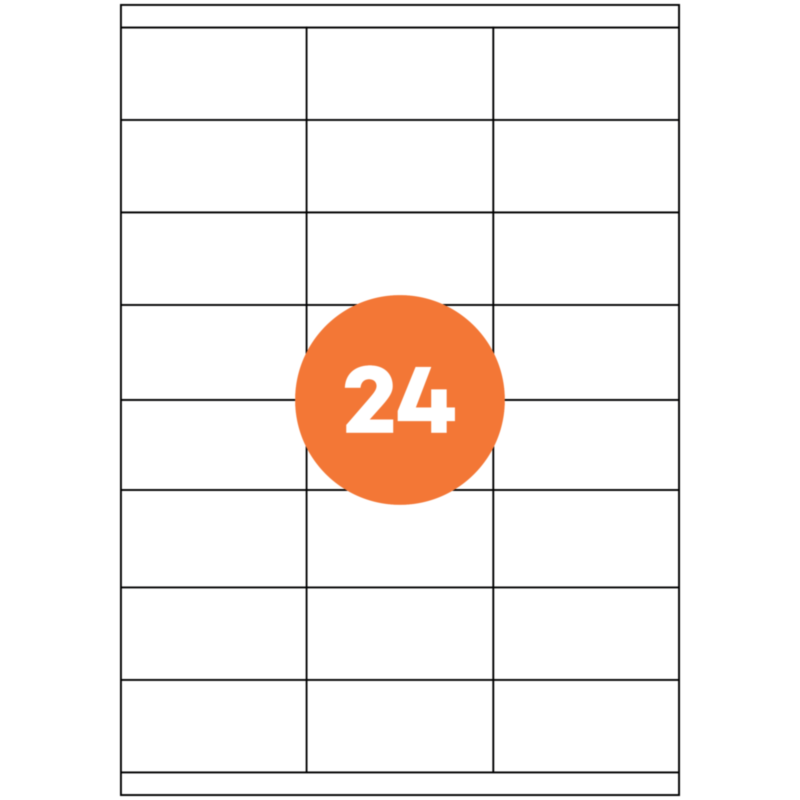 A4 Sheet Labels 24 Labels Per Sheet 70x35mm White Permanent