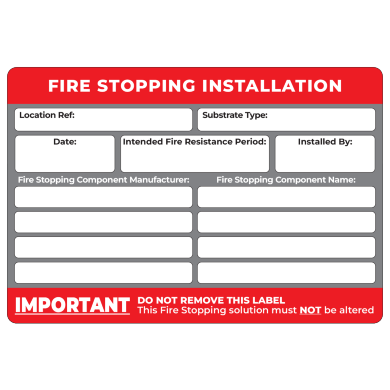 Fire Stopping Installation Labels 95x65mm | Labels Online