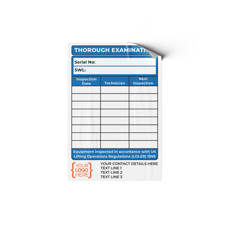 Personalised LOLER Thorough Examination Labels 95x65mm | Labels Online