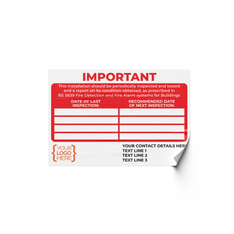 Personalised Personalised Fire Alarm Periodic Inspection Labels 95x65mm ...