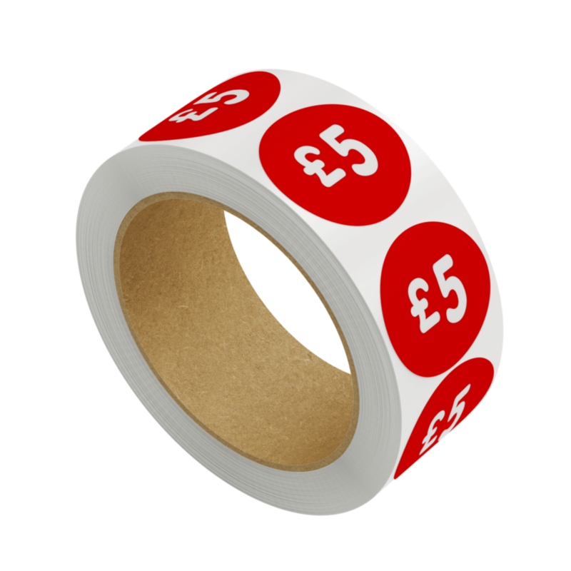 £5 Price Labels 50mm Permanent | Labels Online