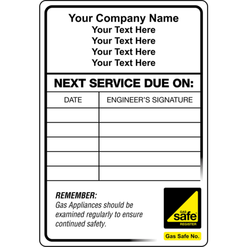 Gas Safe Boiler Service Stickers 95x65mm | Labels Online