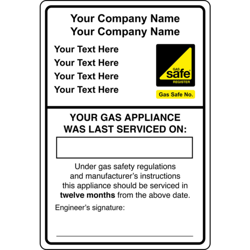 Gas Safe Service Stickers 95x65mm | Labels Online