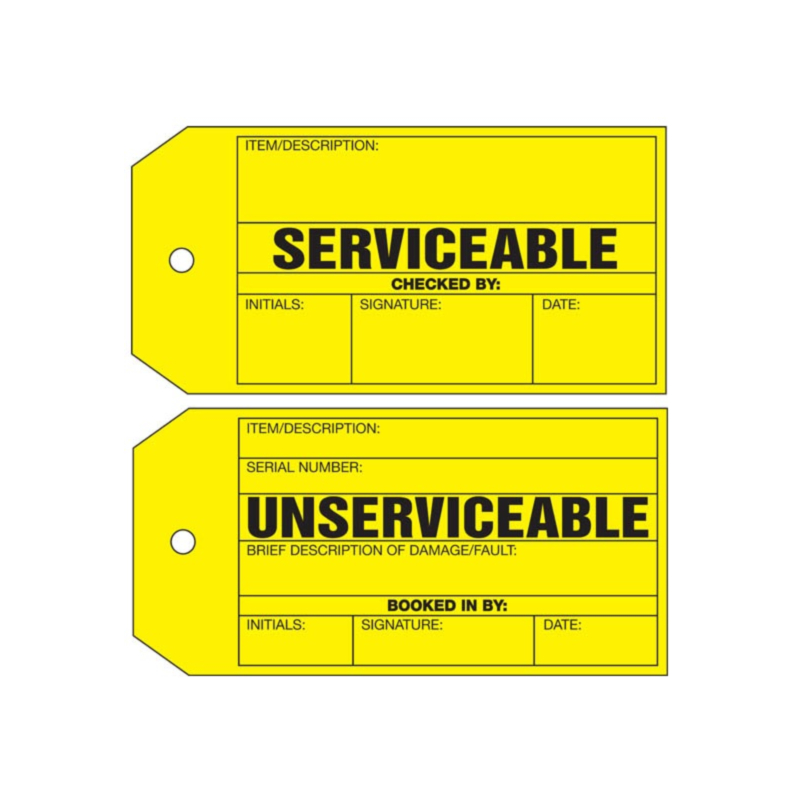Serviceable / Unserviceable Repair Tags 134x67mm | Labels Online
