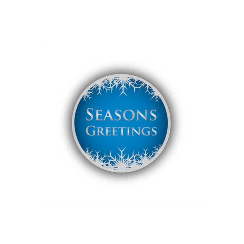 Blue Seasons Greetings Stickers 30mm | Labels Online