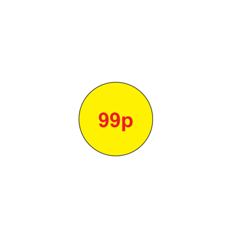 99p Pricing Stickers 20mm Removable | Labels Online