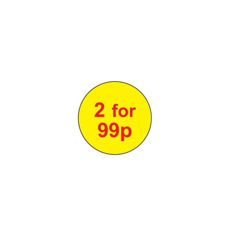 2 for 99p Pricing Stickers 20mm Removable | Labels Online