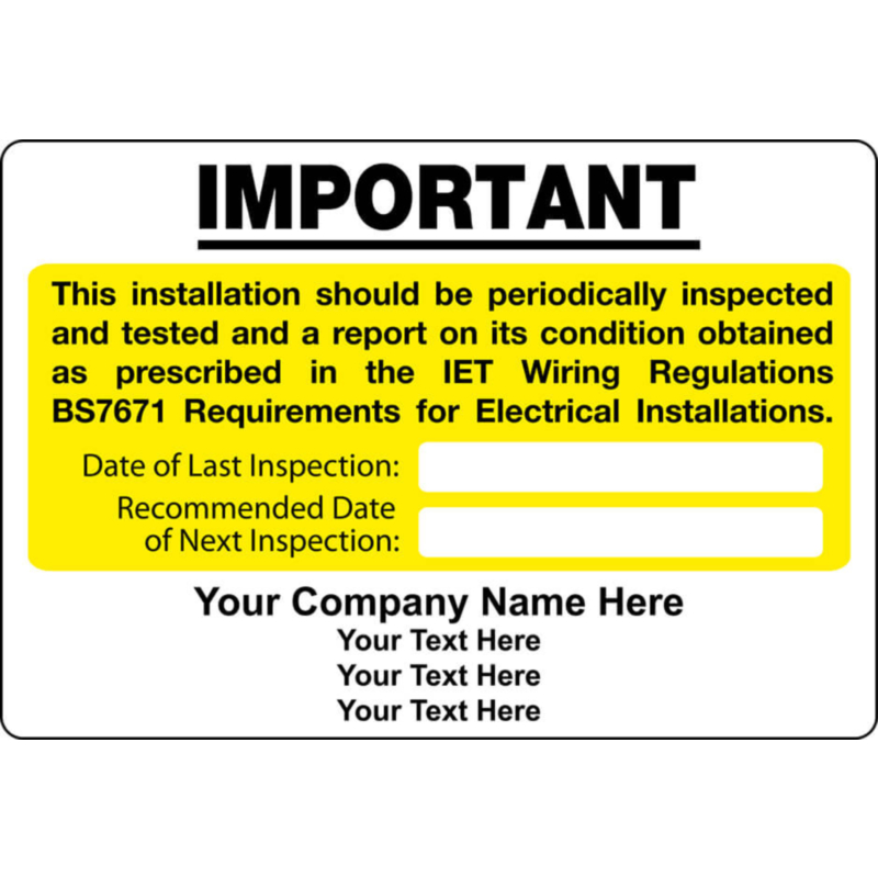 Personalised Periodic Inspection Labels 95x65mm | Labels Online