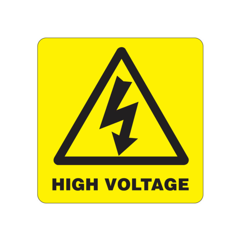Yellow High Voltage Stickers 50x50mm | Labels Online