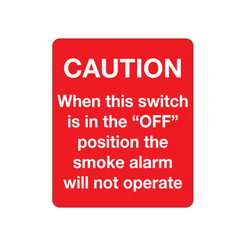 Caution Smoke Alarm Switch Labels 50x60mm