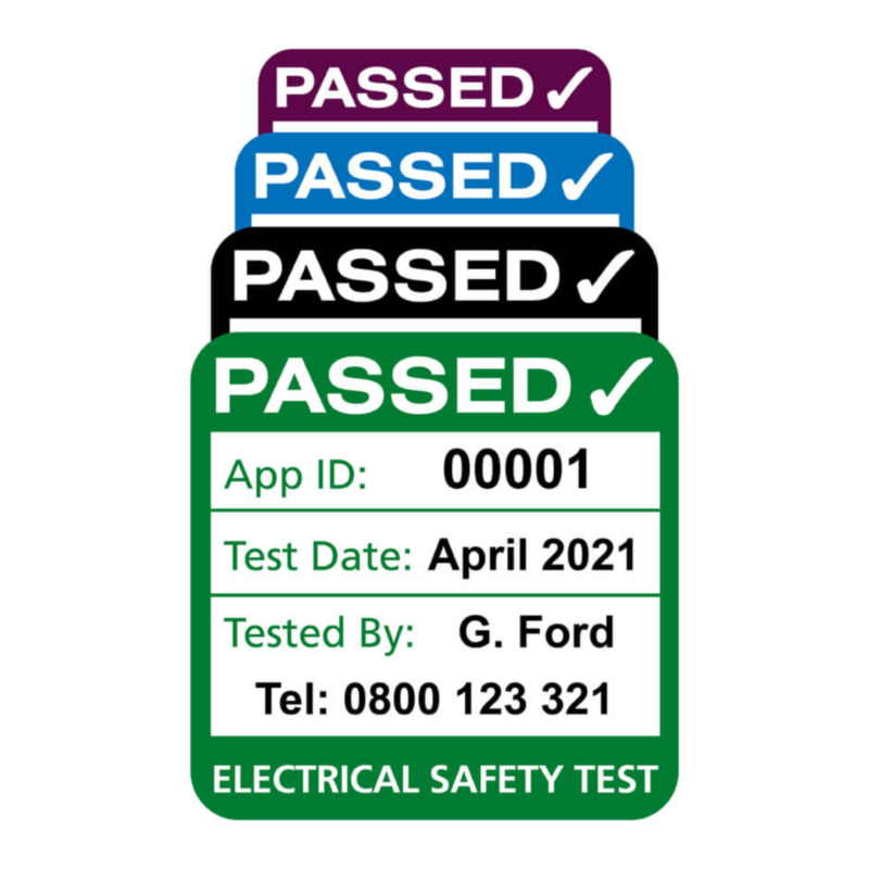 Personalised Green 4th Edition PAT Test Plug Labels 25x25mm | Labels Online
