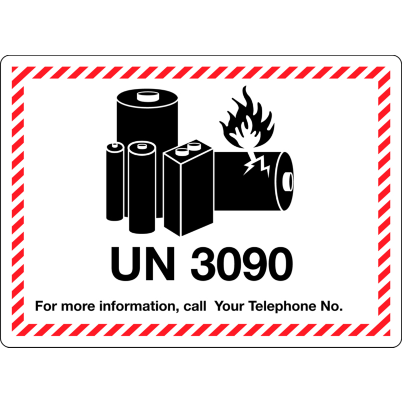 Personalised UN3090 Lithium Metal Battery Shipping Labels 105x74mm ...