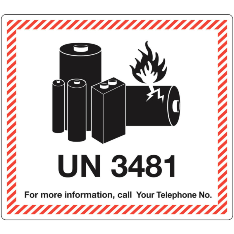 Personalised UN3481 Lithium Ion Battery Shipping Labels 120x110mm ...