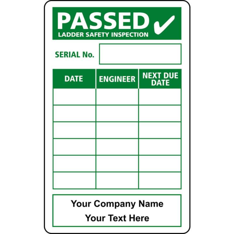 Personalised Ladder Safety Inspection Labels 50x80mm | Labels Online