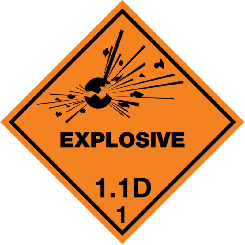 Explosive 1.1D Placard Labels 250x250mm | Labels Online