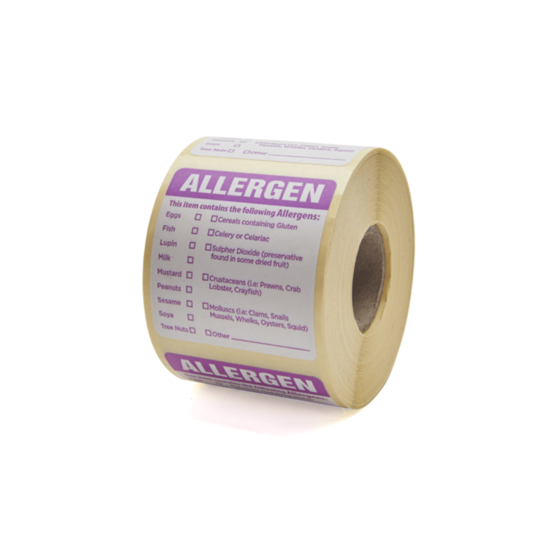 Food Allergen Warning Label 50x50mm Removable | Labels Online
