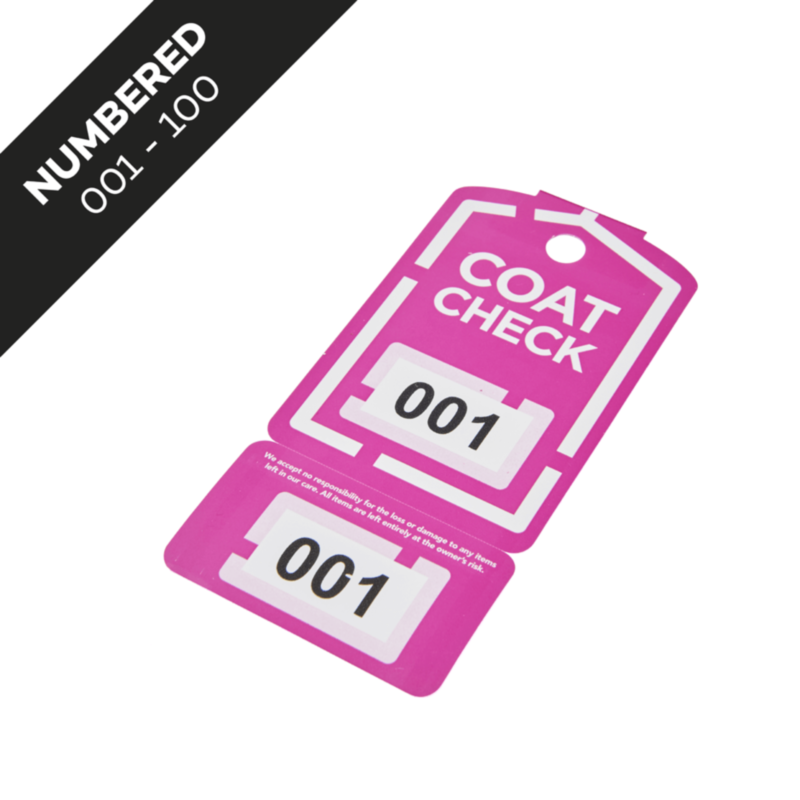 Magenta 2-Part Cloakroom Tickets 001-100 | Labels Online