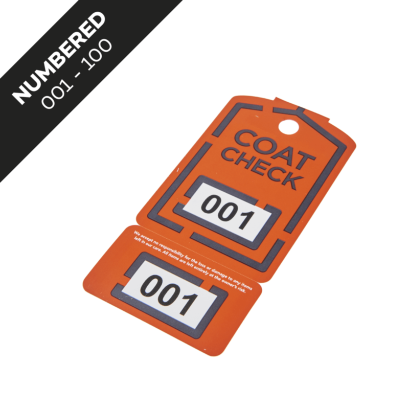 Orange 2-Part Cloakroom Tickets 001-100 | Labels Online