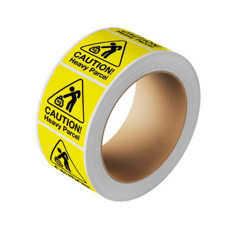 Caution Heavy Parcel Labels 100x100mm