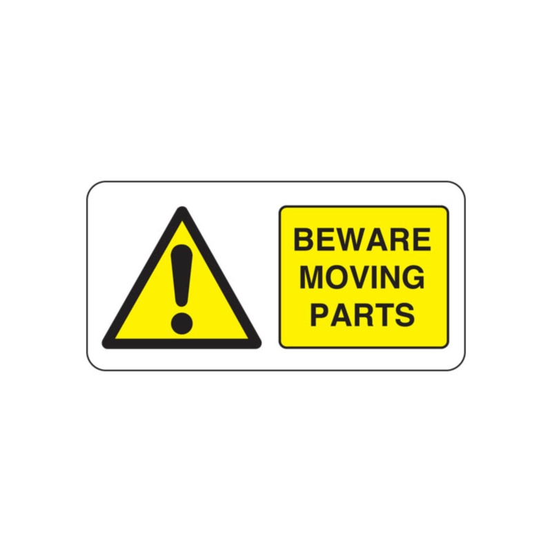 Beware Moving Parts Labels 50x25mm | Labels Online