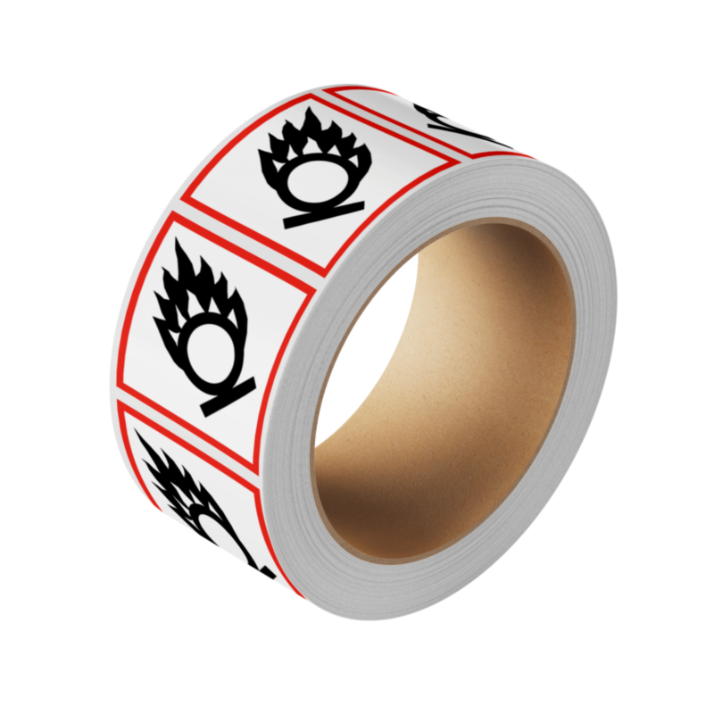 GHS & CLP Oxidiser Warning Label 100x100mm | Labels Online