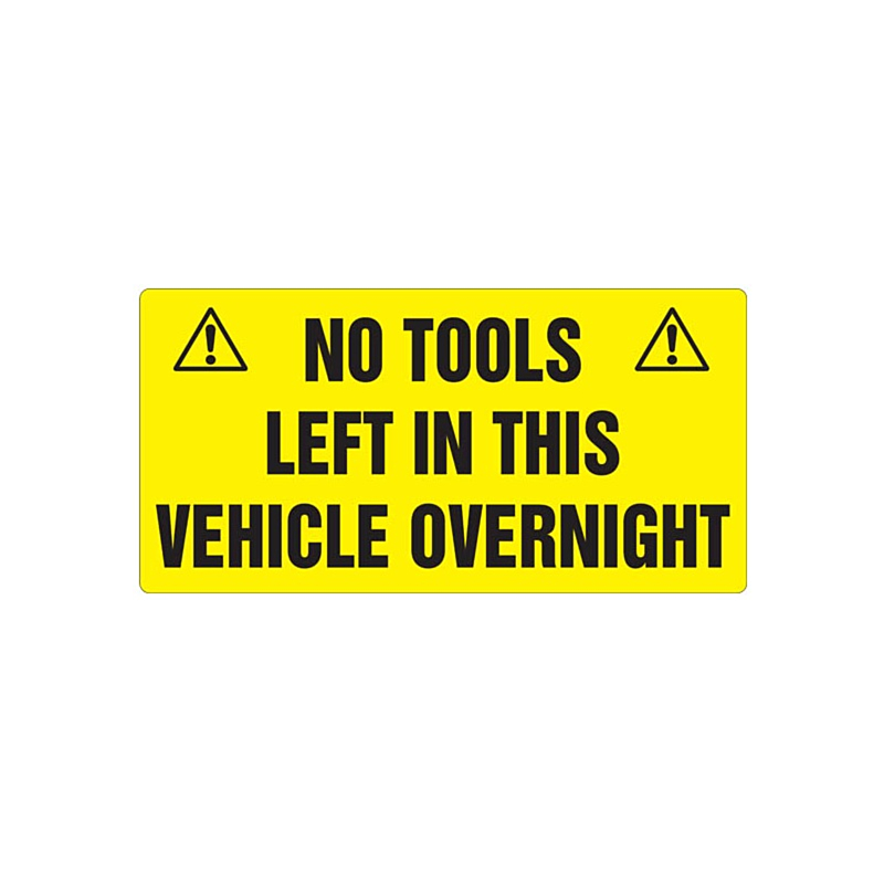 No Tools Left in Vehicle Stickers 150x75mm | Labels Online