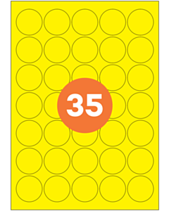 A4 Label Sheets 117 Labels Per Sheet 19mm Diameter Yellow Permanent ...